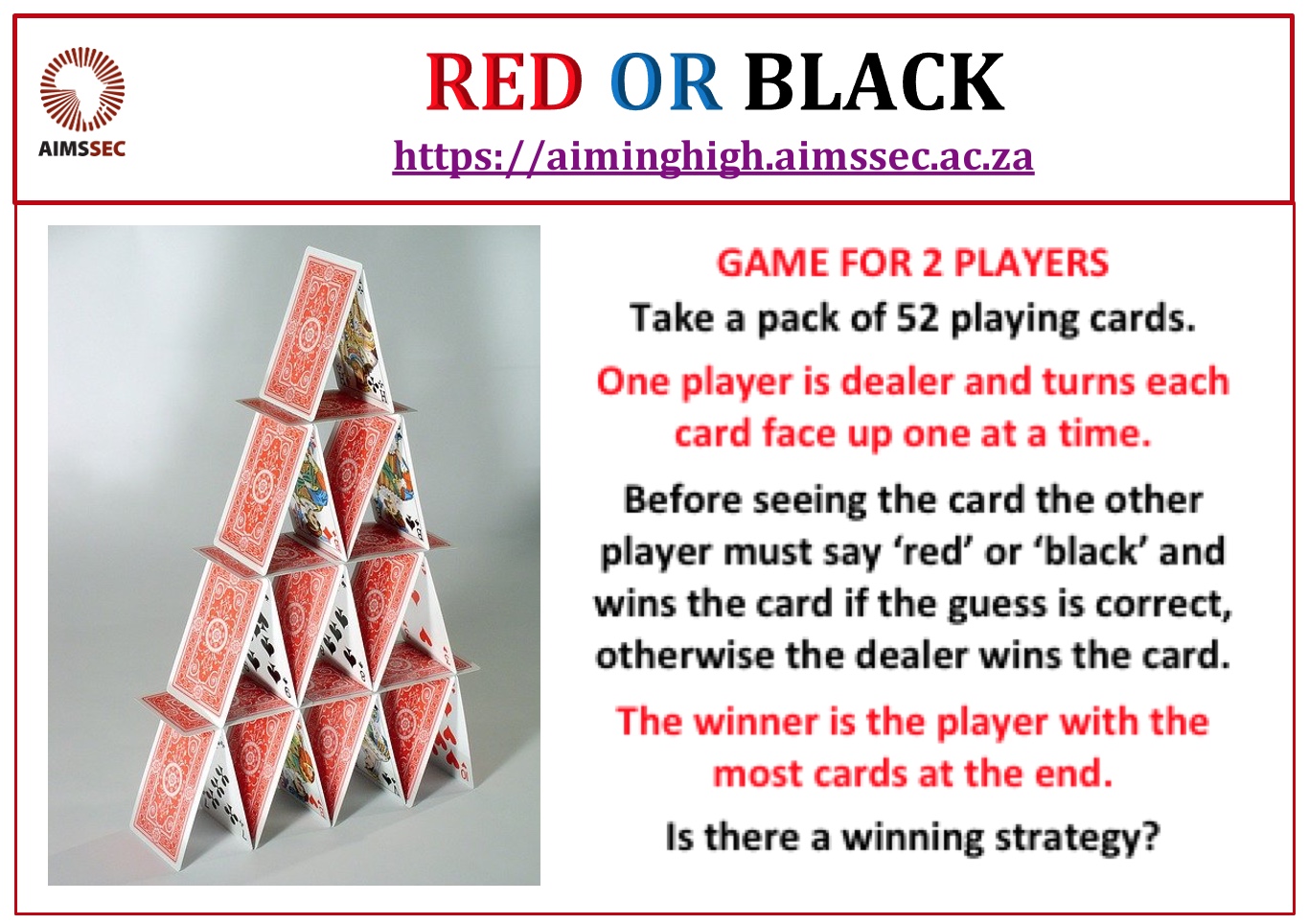 21. Red or Black Game qu | Aiming High Teacher Network