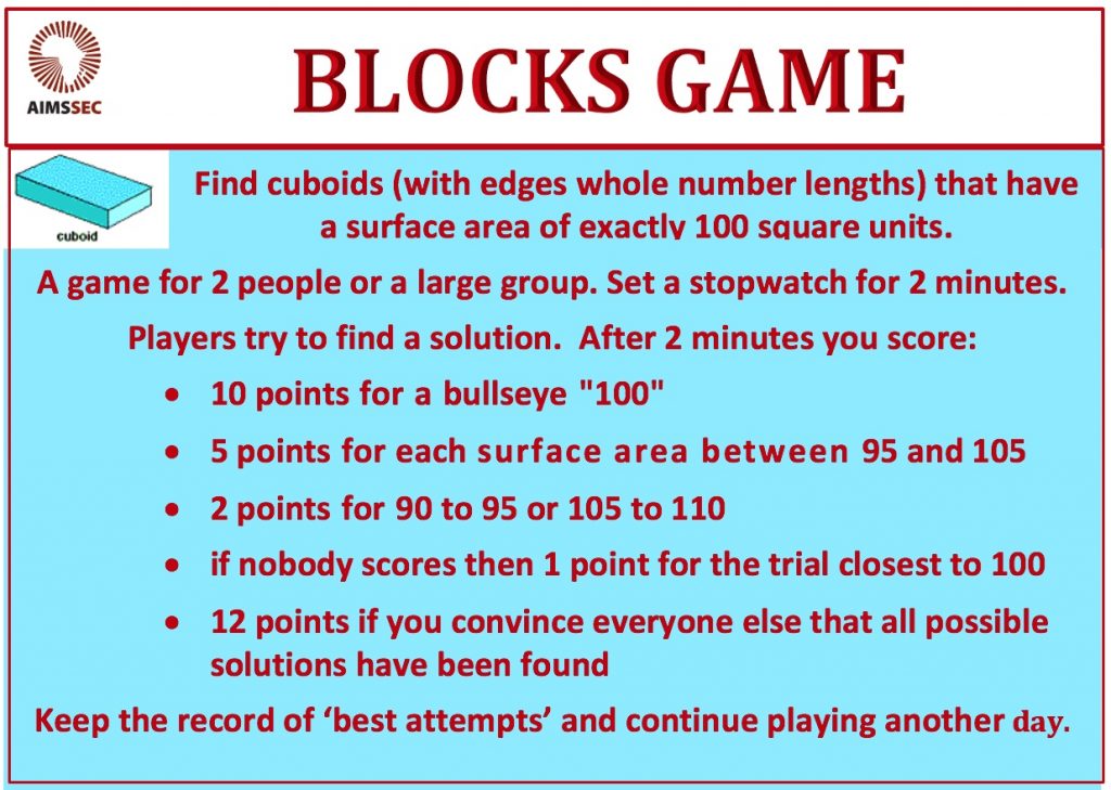 3. Blocks surface area game | Aiming High Teacher Network