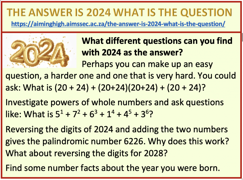 2024 is the answer poster | Aiming High Teacher Network